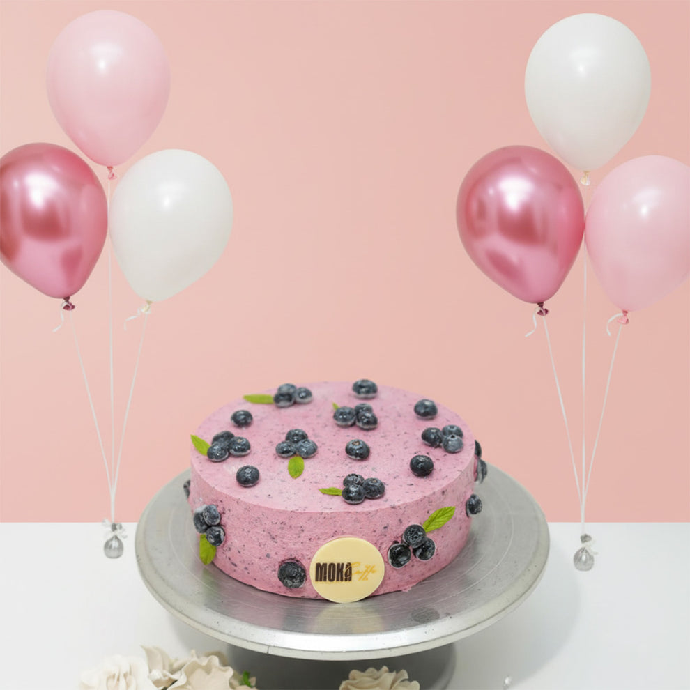 Blueberry Velvet Cheesecake 🫐 & Helium Balloons Combo – Moka Caffe